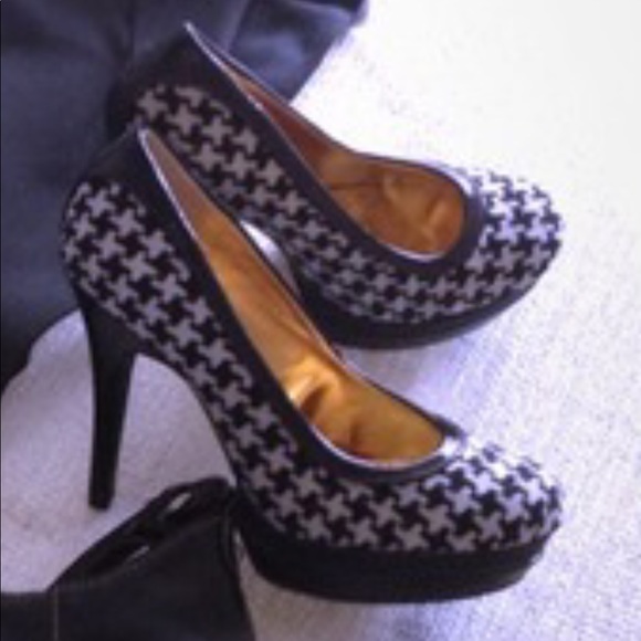 Shoes | Houndstooth Heels 4 Inch With Platform | Poshmark